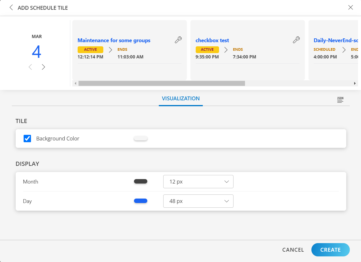 Schedule Tile | OpsRamp Documentation